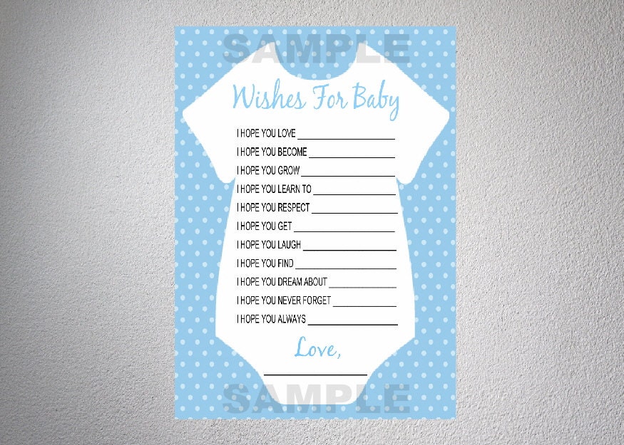 Printable Wishes for Baby Boy Baby Shower Game by DPIexpressions