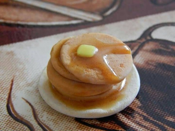 Miniature polymer clay pancakes by EmbelleshedElegance on Etsy