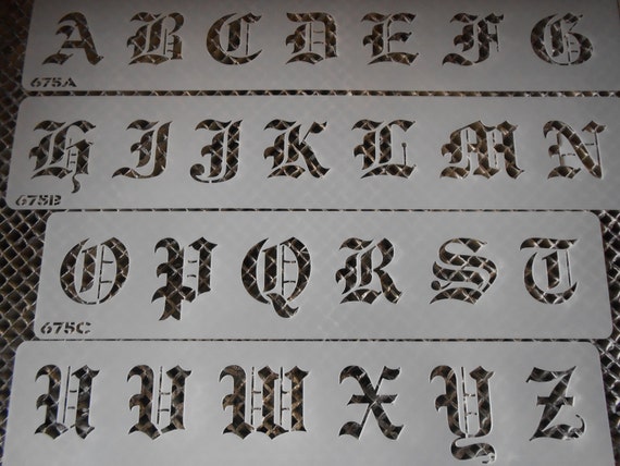 Large Old English Stencil Letters set 112