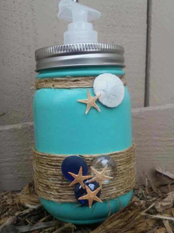 Items Similar To Custom Beach Themed Mason Jar Soap Dispenser Soap