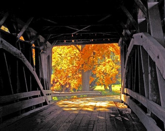 Covered bridge in autumn covered bridge photo Fall scenic