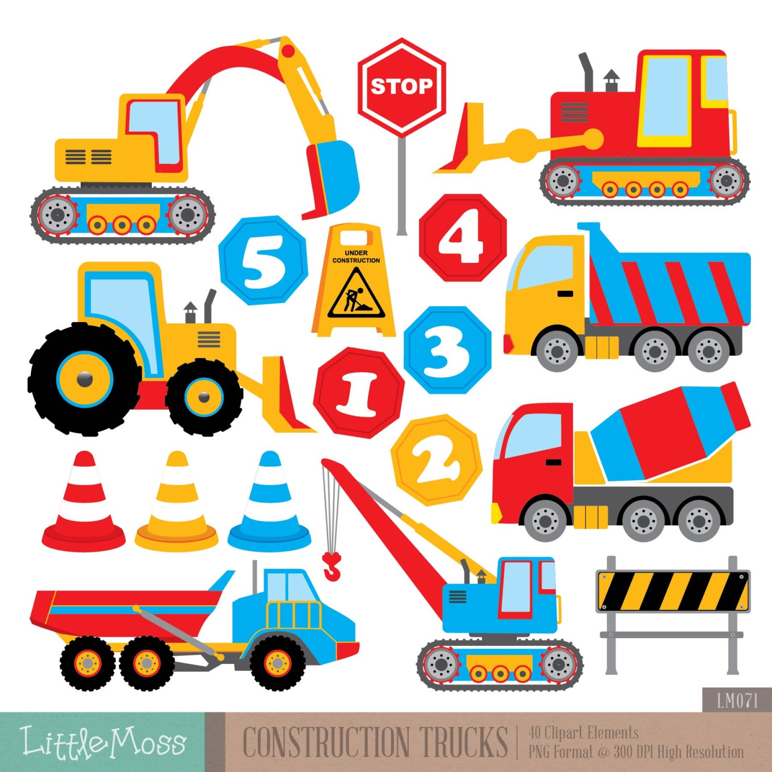 Construction Trucks Digital Clipart