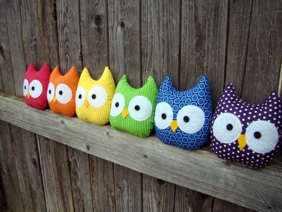 Owl plush mini owls rainbow stuffed owl set of 6
