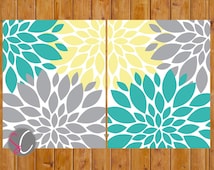 Popular items for teal grey yellow on Etsy