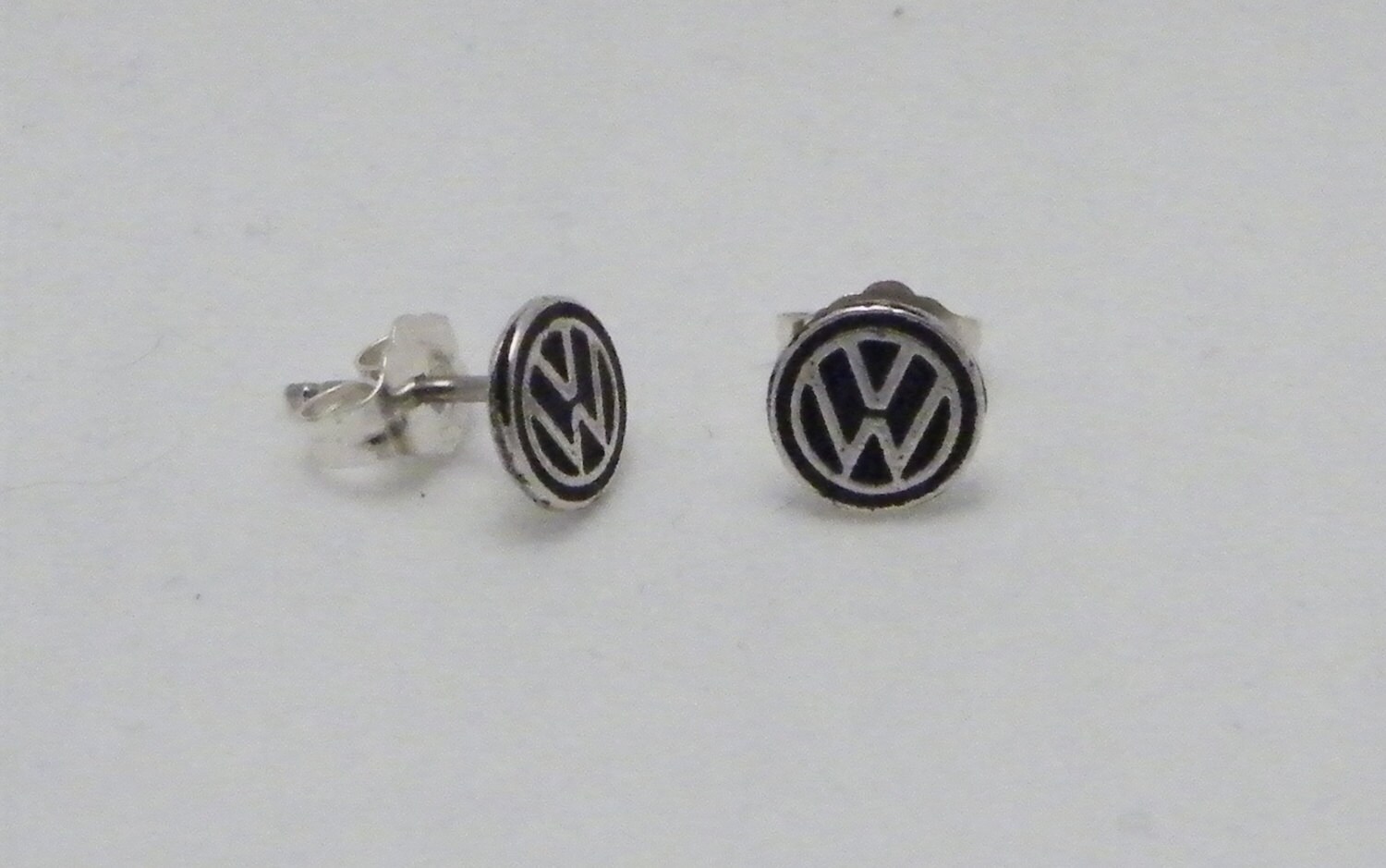 Volkswagen Sterling Silver VW logo post earrings Free by dmented