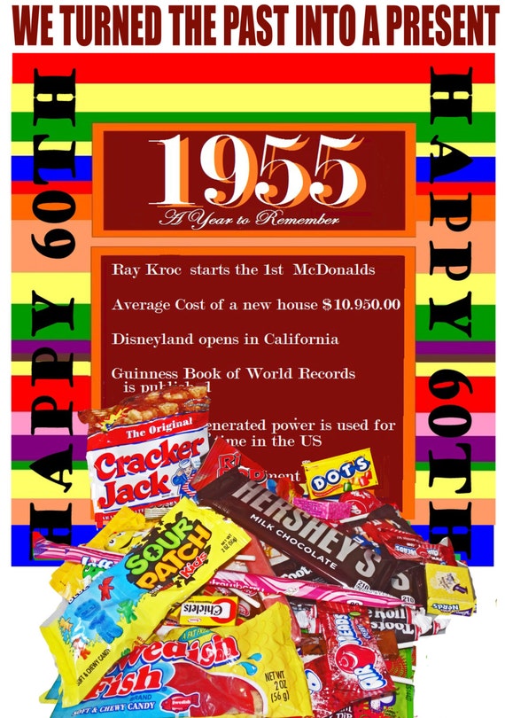 60th Birthday Retro 1955 Candy Box Jr. with by NaturallyGiftedNY