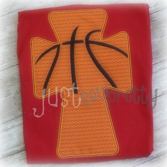 Basketball Cross Embroidery Applique Design