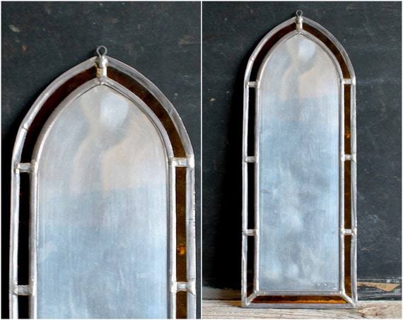 Small Vintage Arched Shape Stained Glass by shavingkitvintage