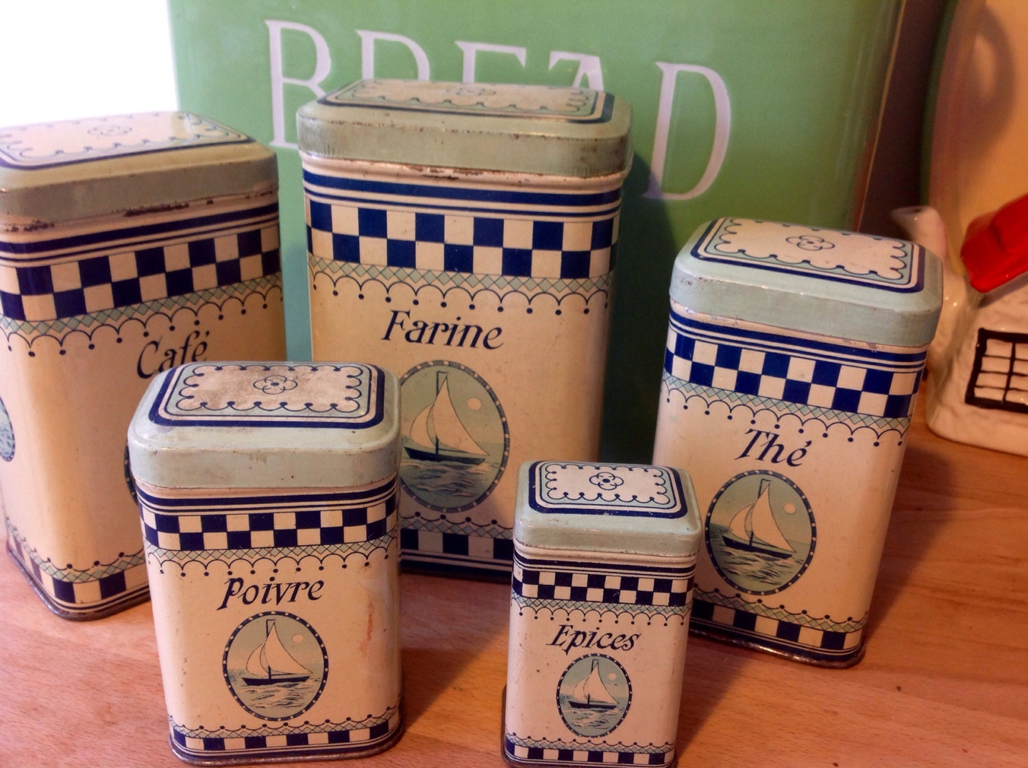 Set Of Five Vintage French Tins/ Canisters – Haute Juice