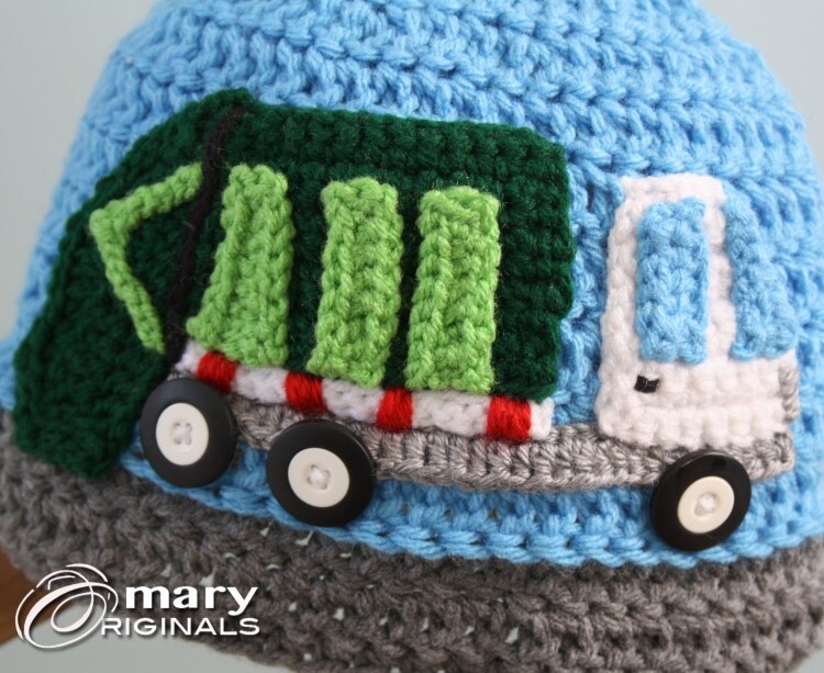 Garbage Truck Hat Trash Truck Hat Crochet Beanie by MaryOriginals