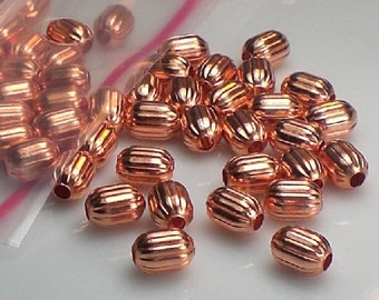 Copper Beads 144 Solid Copper 5mm Bicone Beads Bright Copper