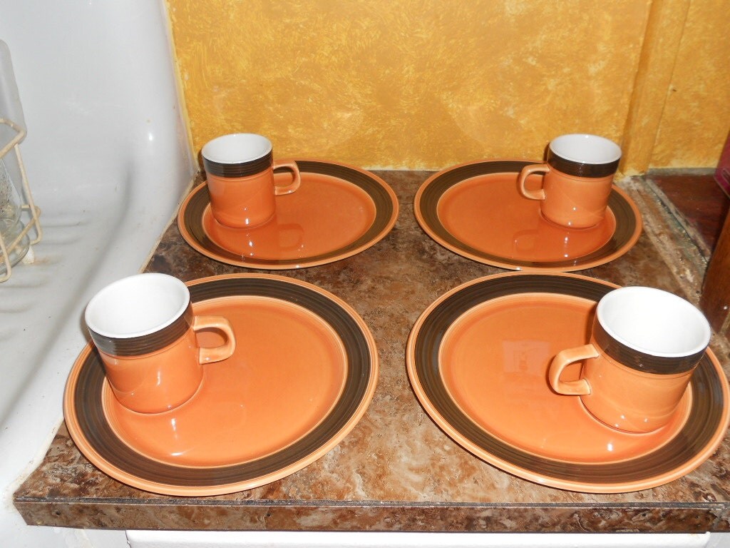 Vintage Jonas Roberts Terra Stone-Melon-7400-Japan-Set of 4-NICE ...