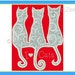 I Love Cats Trio Applique and Machine Embroidery Design in 3