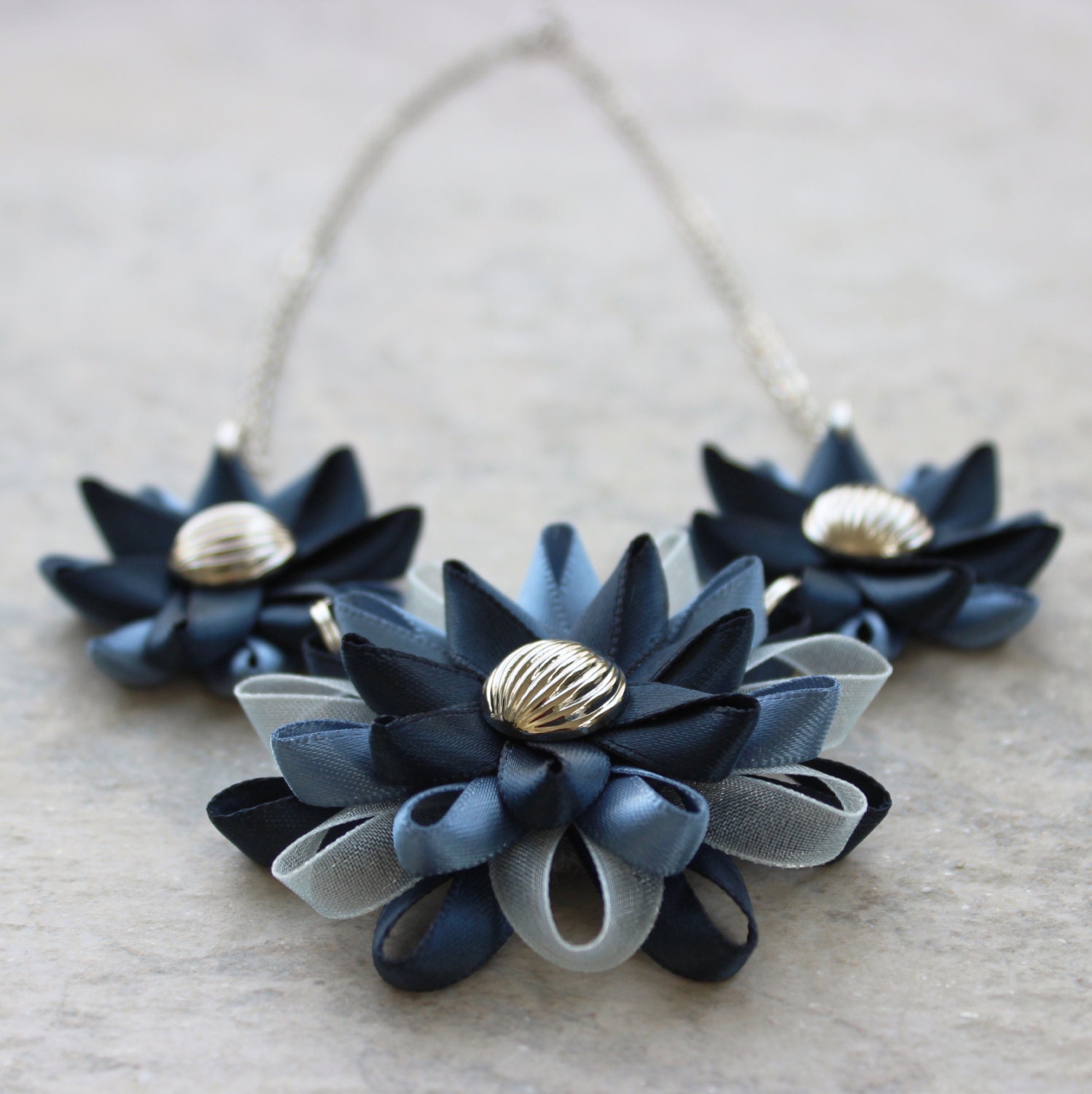 Blue Necklace Peacock Blue Jewelry Antique Blue Statement
