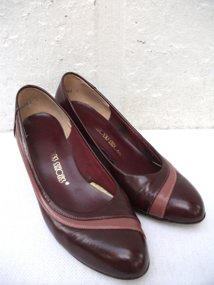 HOLIDAY SALE Vintage Pumps size 5.5 / Burgundy and Mauve / Woman’s ...