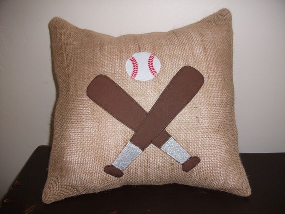 Items similar to Burlap Baseball Pillow on Etsy