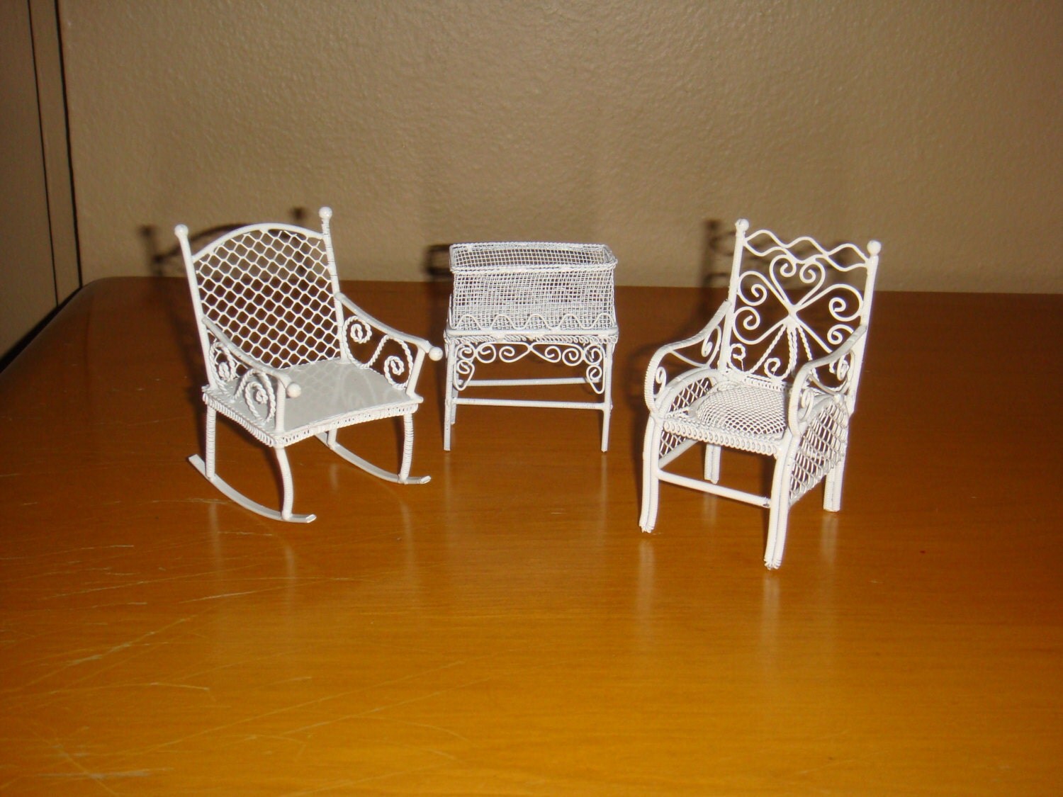 Vintage White Metal Doll Furniture Rocker Chair Planter – Haute Juice