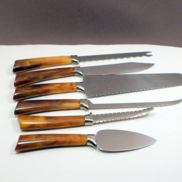 Vintage Bakelite Stainless Serving Utensils In Case Frontier Forge C ...