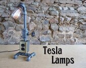Black iron pipe lamps with FAUCET HANDLE DIMMERS by TeslaLamps