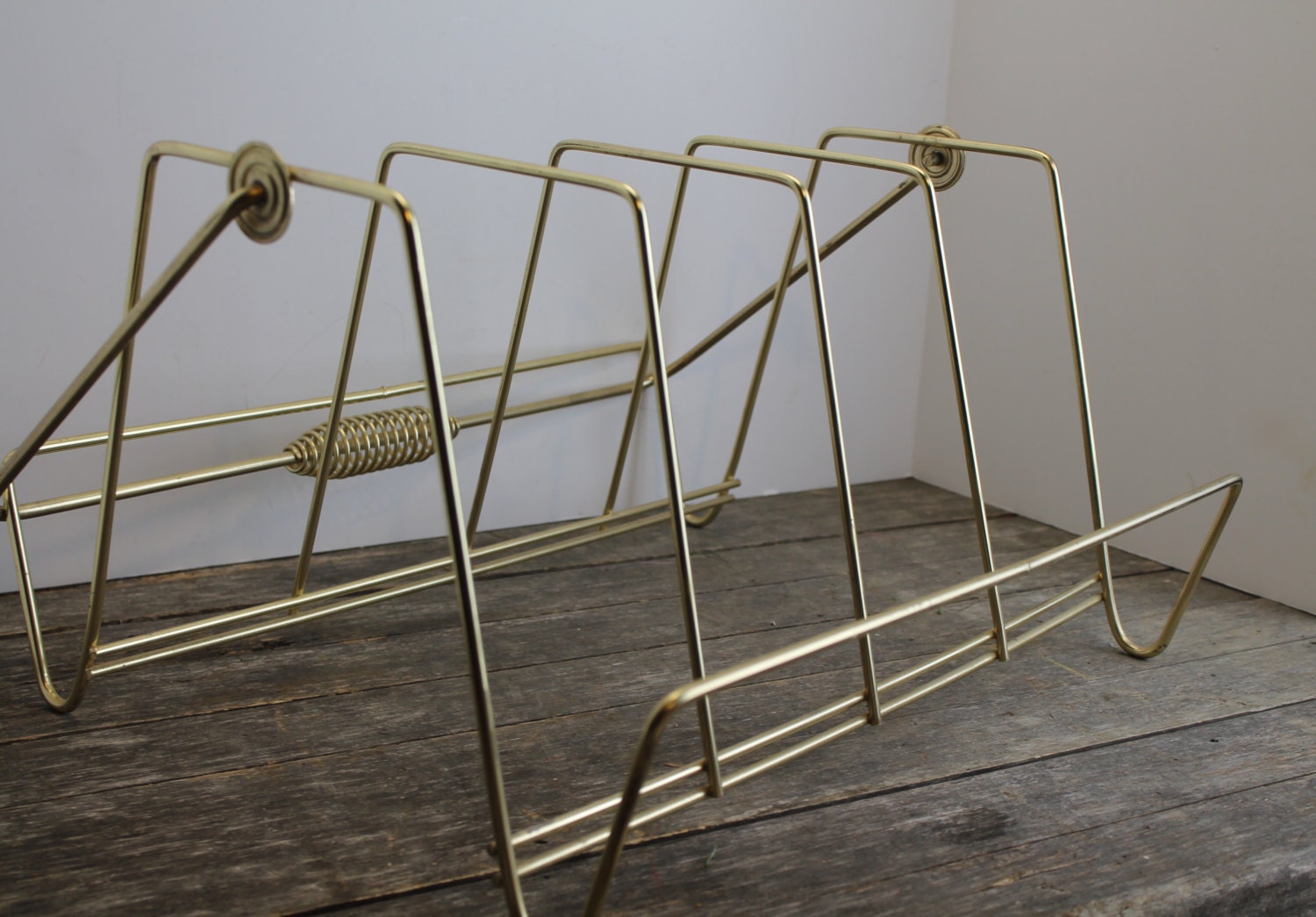 Vintage Metal Record Holder // With Handle // Hairpin Legs // Organizer ...