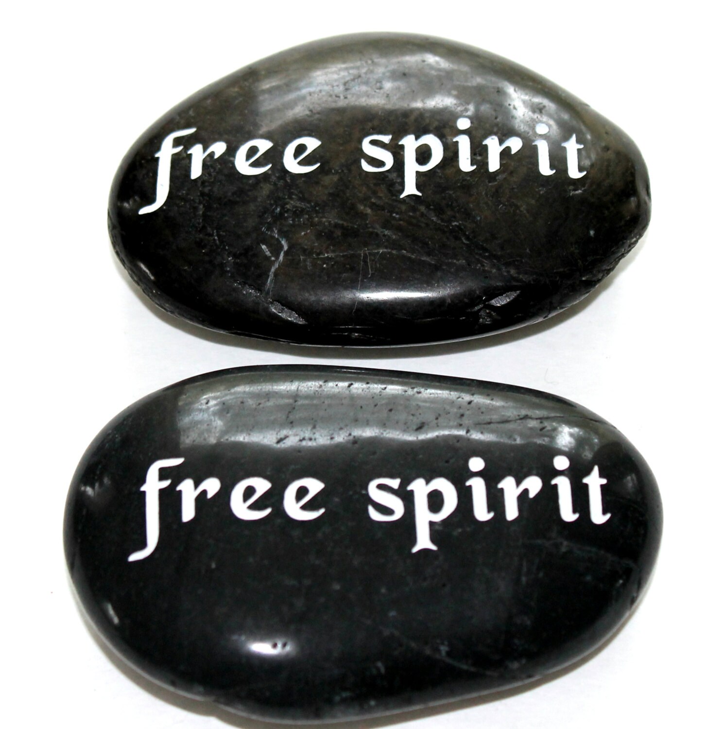 Custom Engraved 2 Inch Etched Stone Shiny Black Rock with
