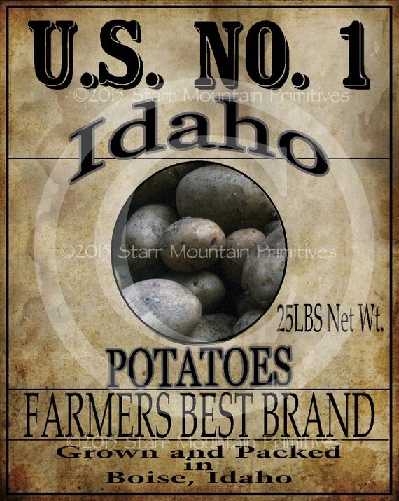 Primitive Idaho Potato Potatoes Label Jpeg Digital Image