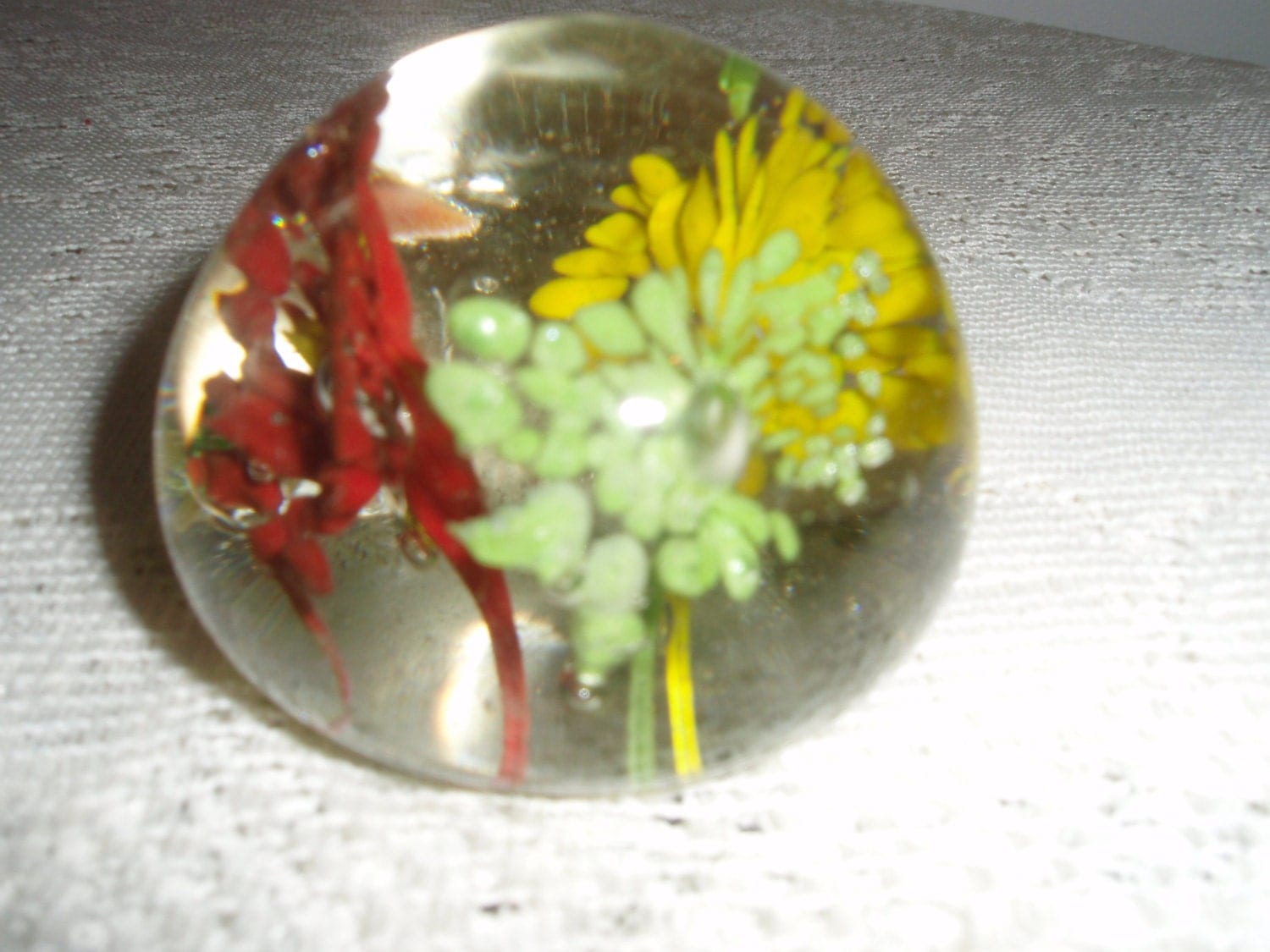 Vintage Glass Paperweight, Floral burst Paper weight in red,green and ...
