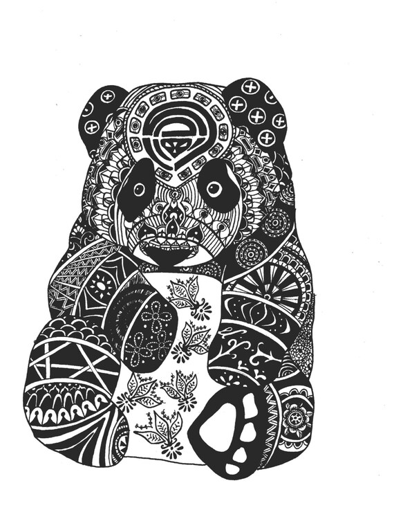 Items similar to Zentangle Panda Print on Etsy