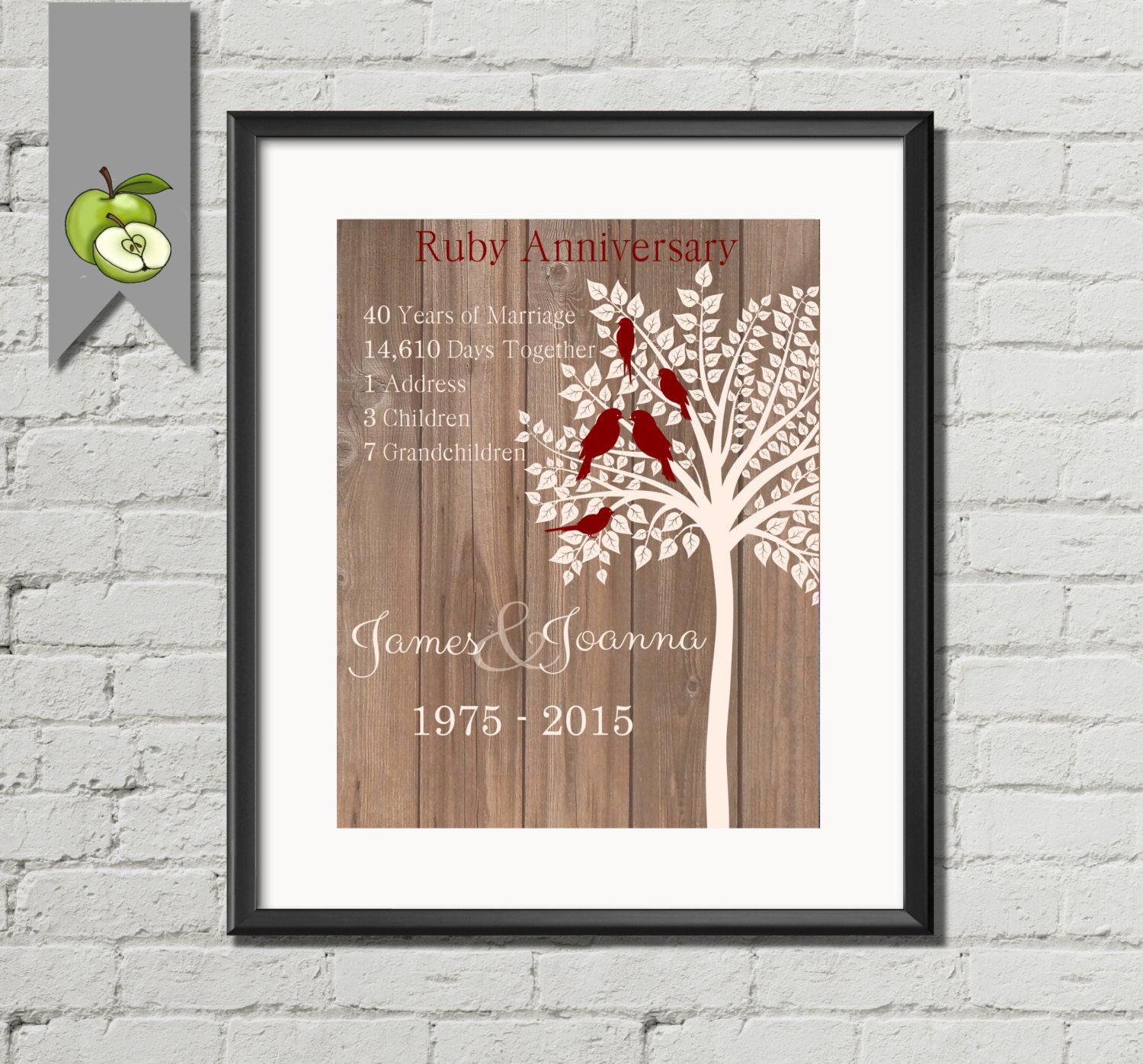 Ruby Wedding Anniversary Gift Personalised Family Tree Ruby Wedding Anniversary Gift Personalised Family Tree