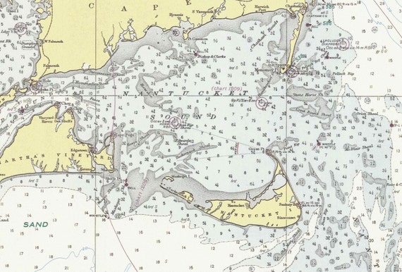 Georges Bank and Nantucket Shoals -1947 Nautical Map Reprint General ...
