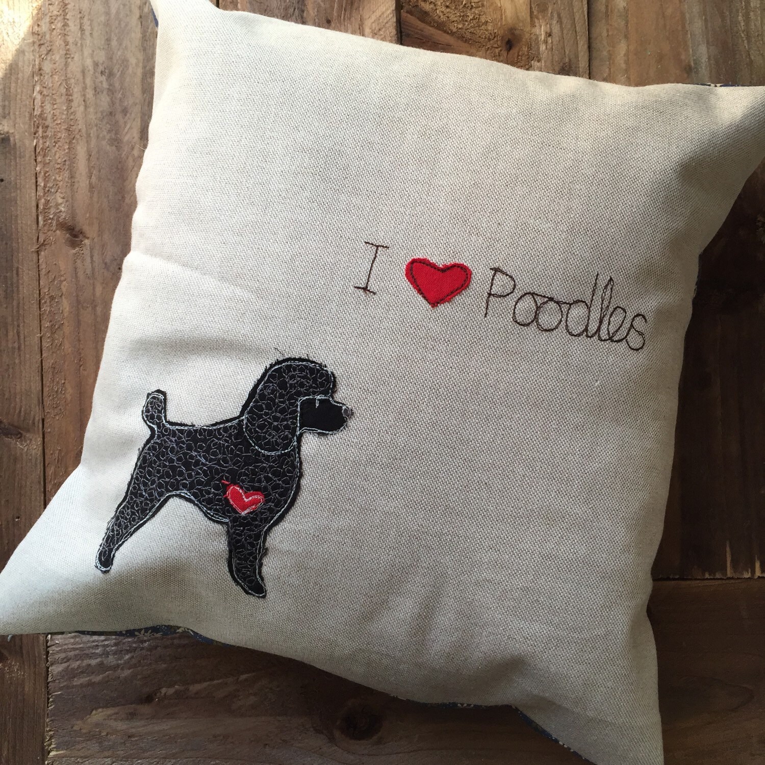 Poodle dog Pillow Cushion I love poodles black standard