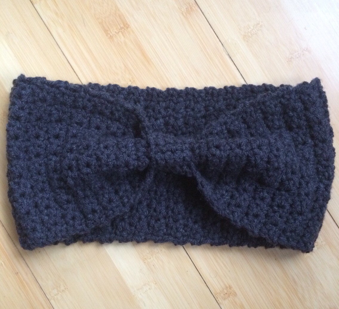 Handmade Crochet Gray Bow Ear Warmer By Nandkdesigns On Etsy