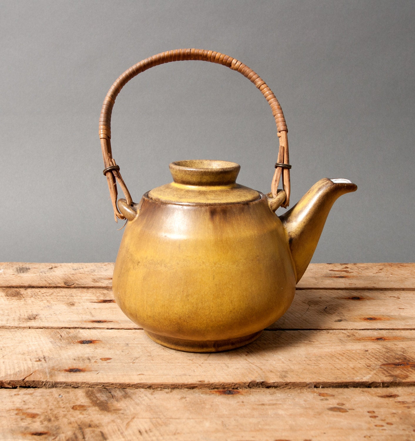 teapot mustard german vintage studio pottery cottage style scandinavian ...
