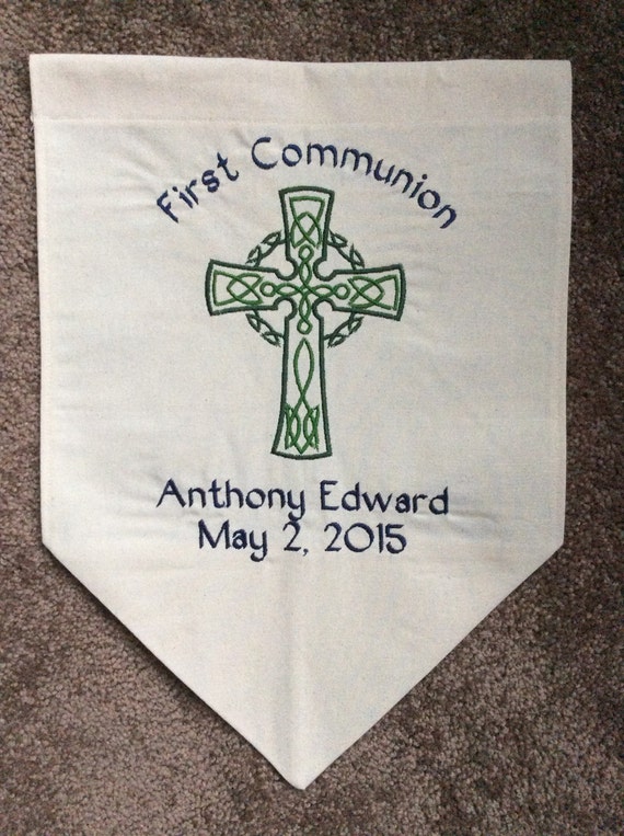 Personalized First Communion Banner with Celtic Cross