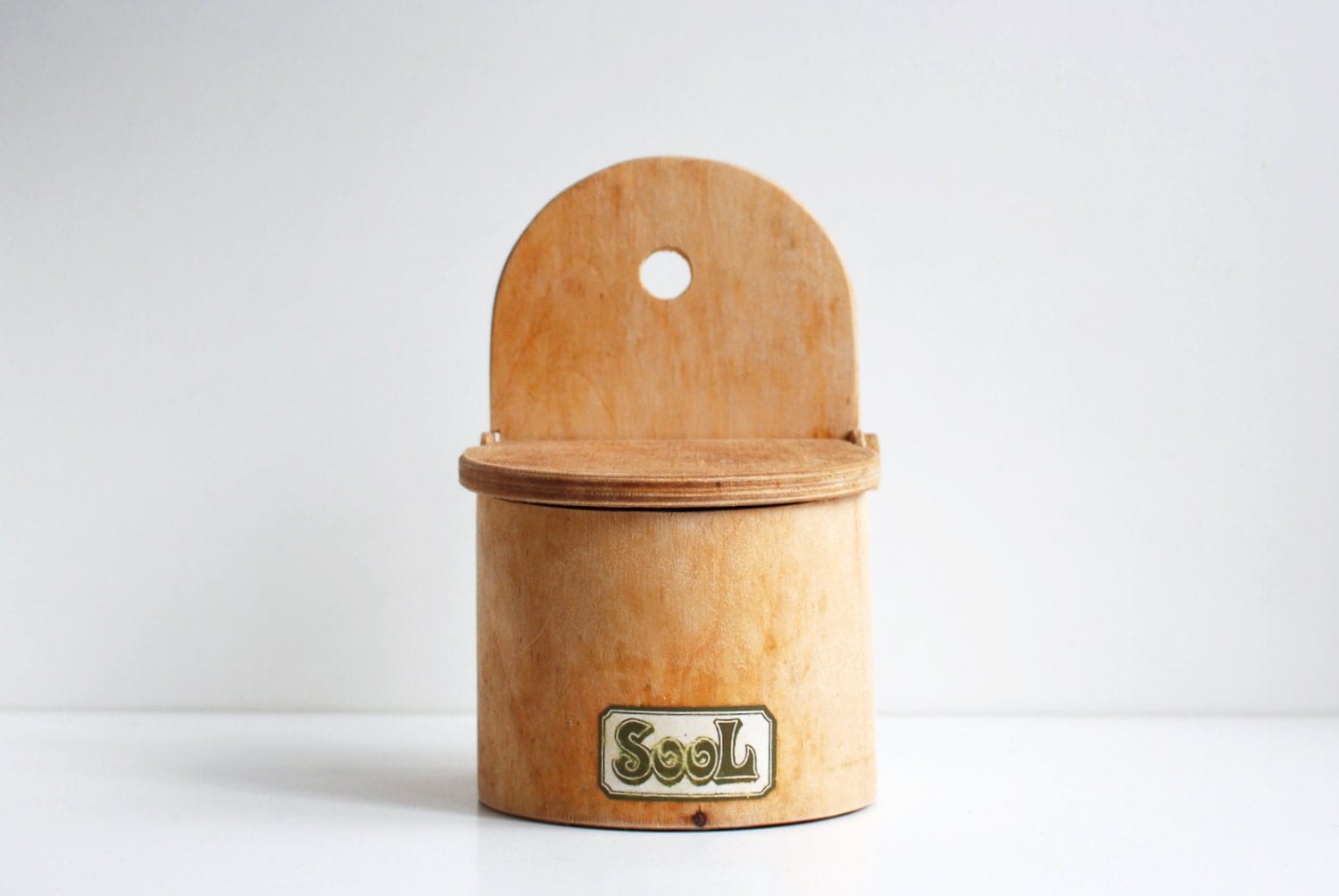 Soviet Vintage Wooden Salt Box, Large Salt Cellar, Hinged Salt Jar ...