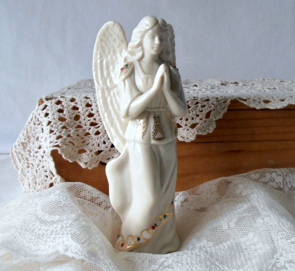 Vintage Praying Angel Porcelain Figurine Lenox China Jewels