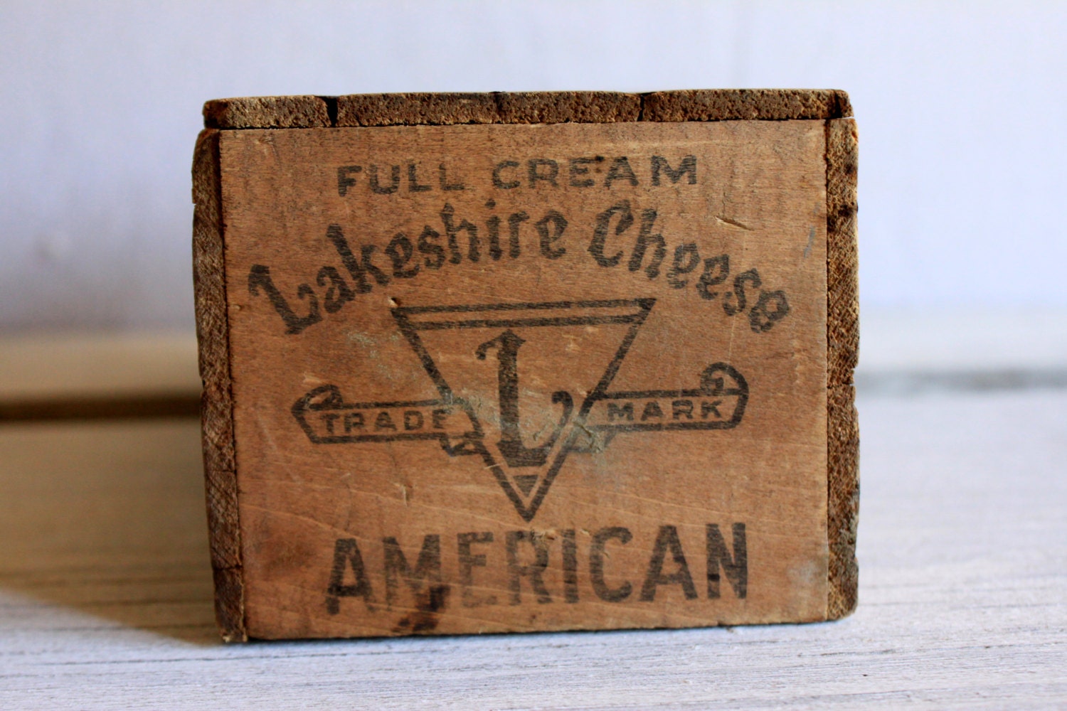 primitive wooden cheese crate box rustic // lakeshire wisconsin cheese ...