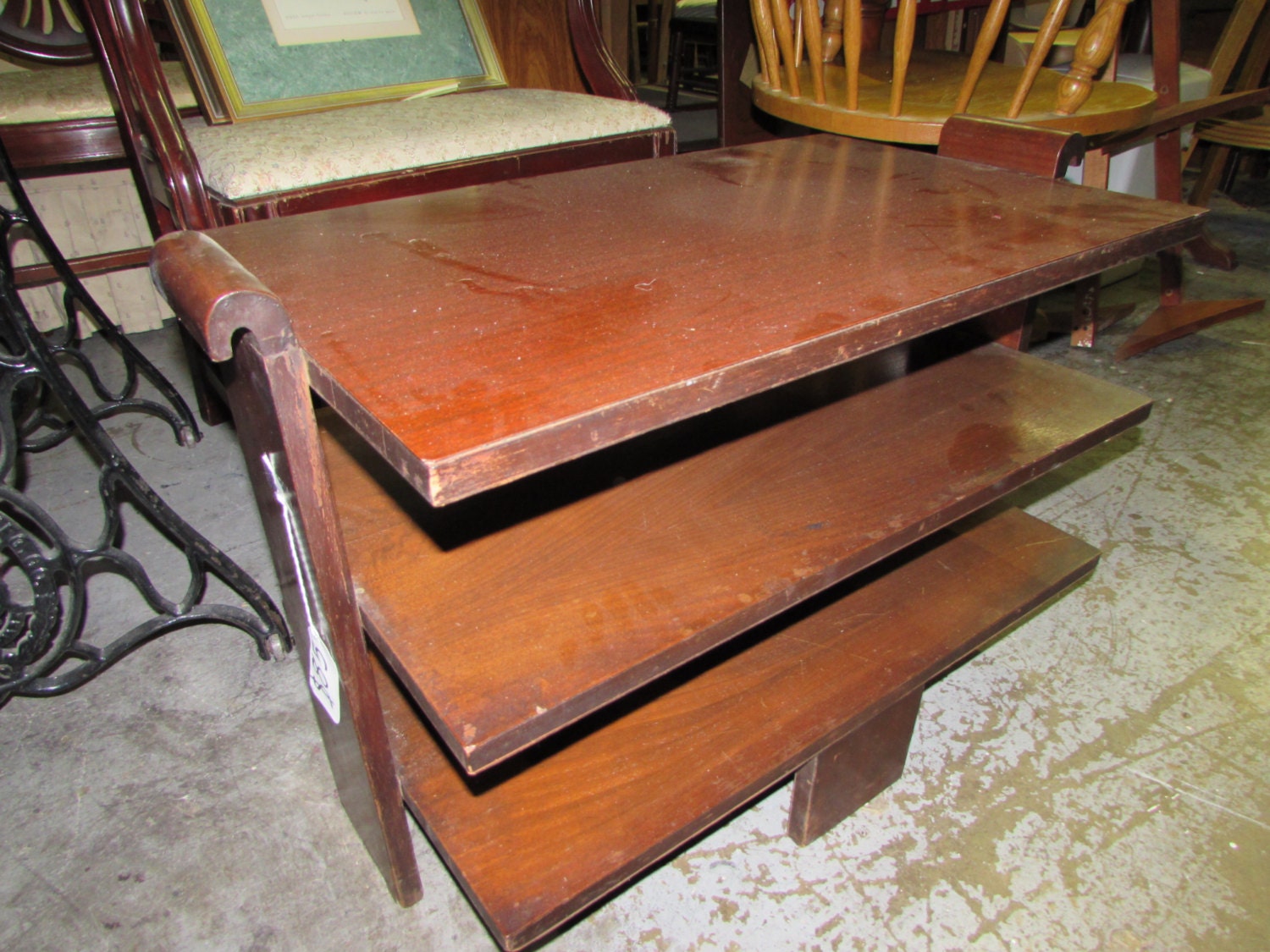 Mid Century Modern Three Shelf Table with Curved Handles – Haute Juice