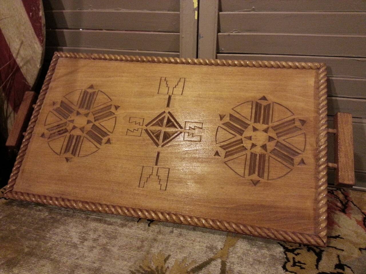 Western Home Decor Wooden Tray with Native American Design – Southwest ...