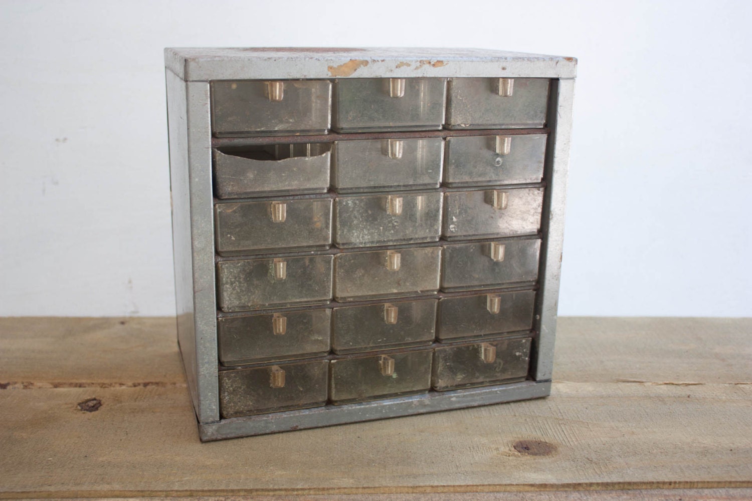 Vintage Rustic Small Part Drawers / Rustic Metal Stacking Drawers ...