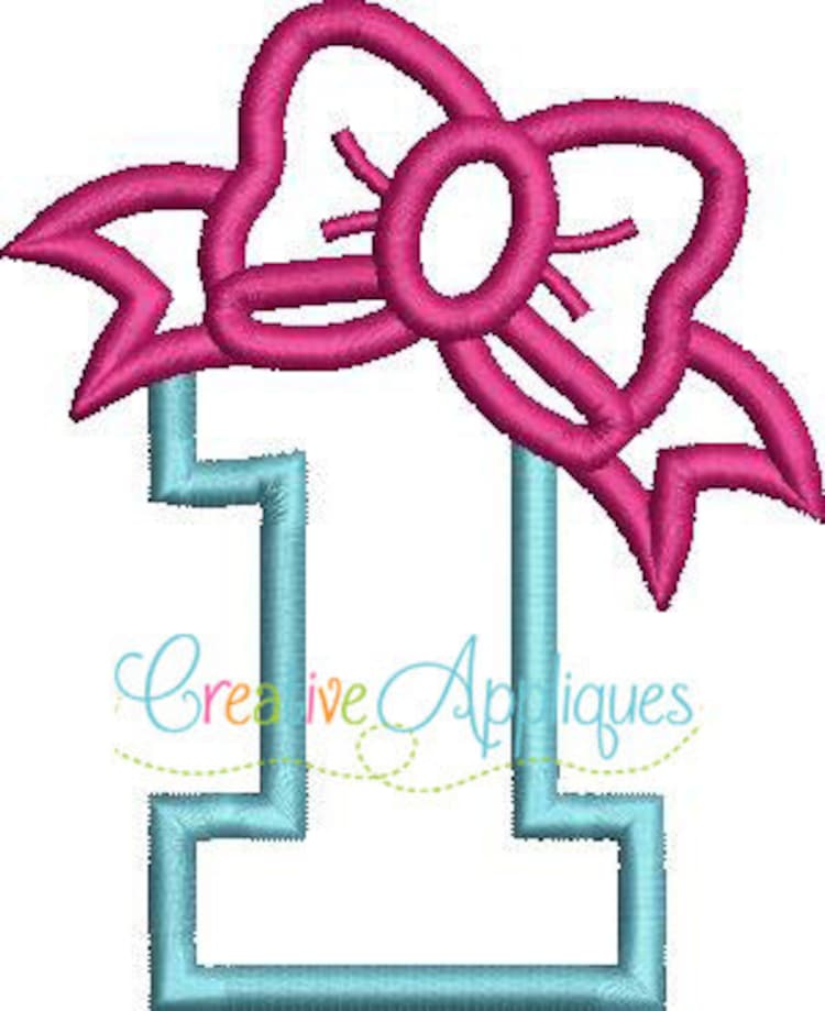 Bow Number 1 One First Birthday Applique by Creativeapplique