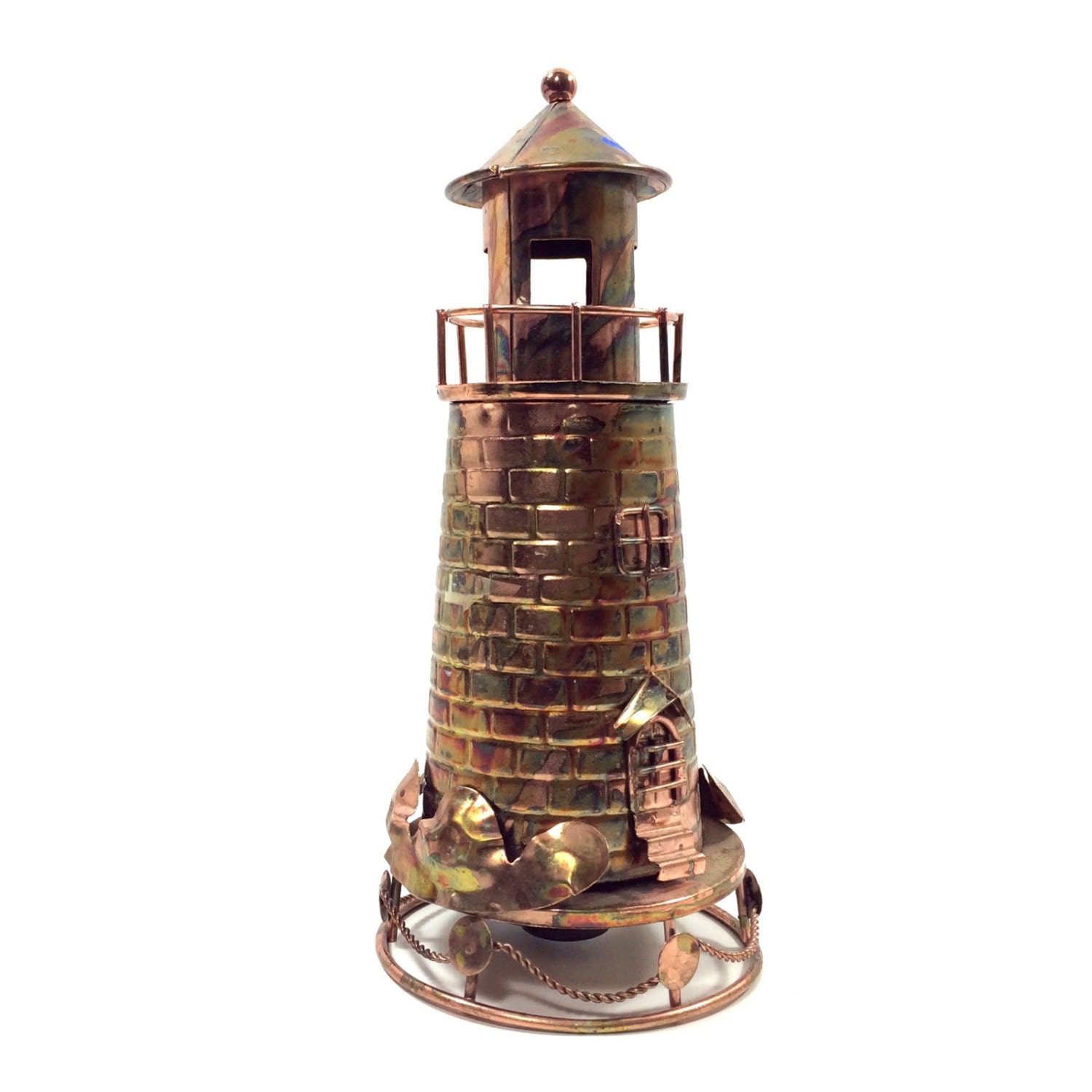 Vintage LightHouse Copper Music Box with Sankyo Movement