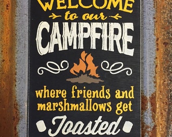 Items similar to Welcome to our Campfire Sign on Etsy