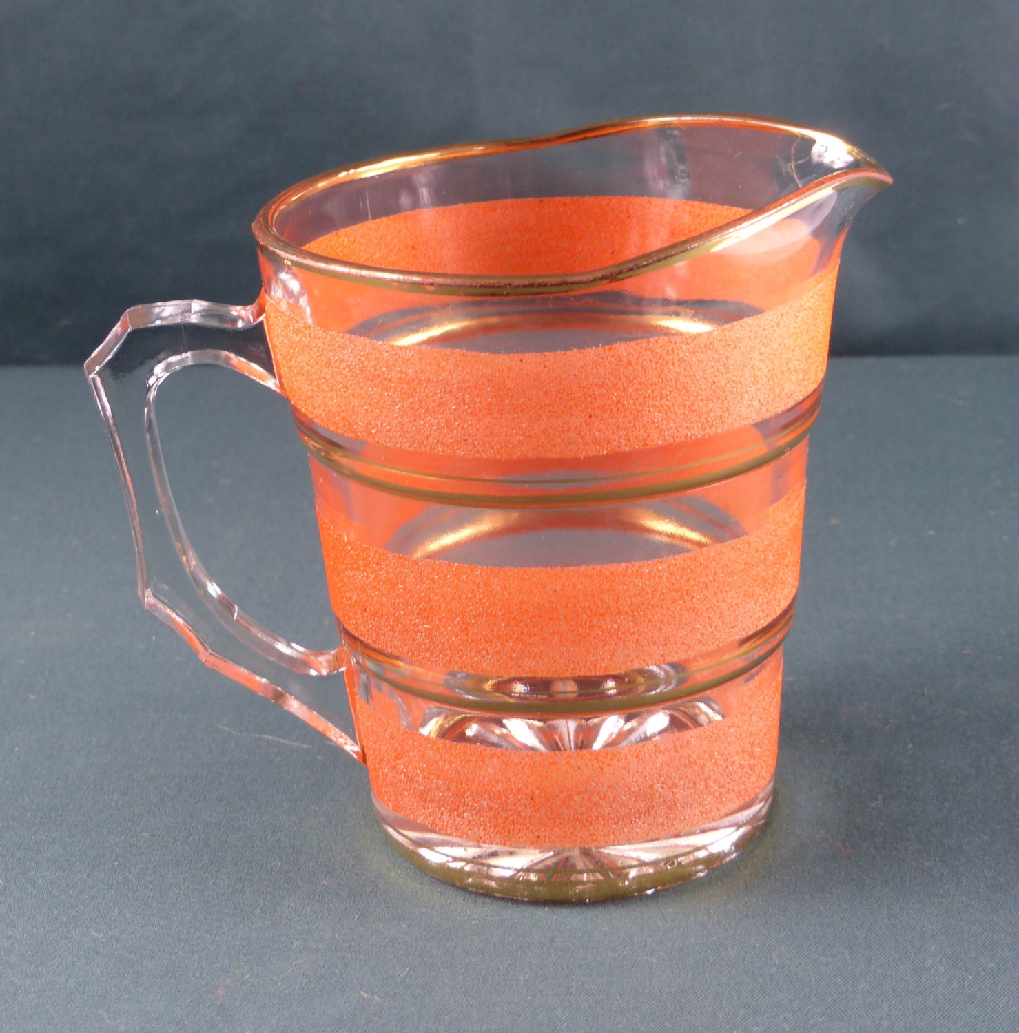 1950s Frosted Glass Lemonade / Water Jug / Pitcher 14 cms (5.5″) tall ...
