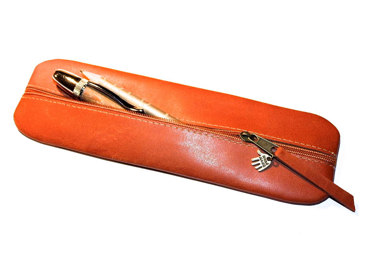 Pencil case / Pen bag / Pouch leather in brown by HenrietteClaire
