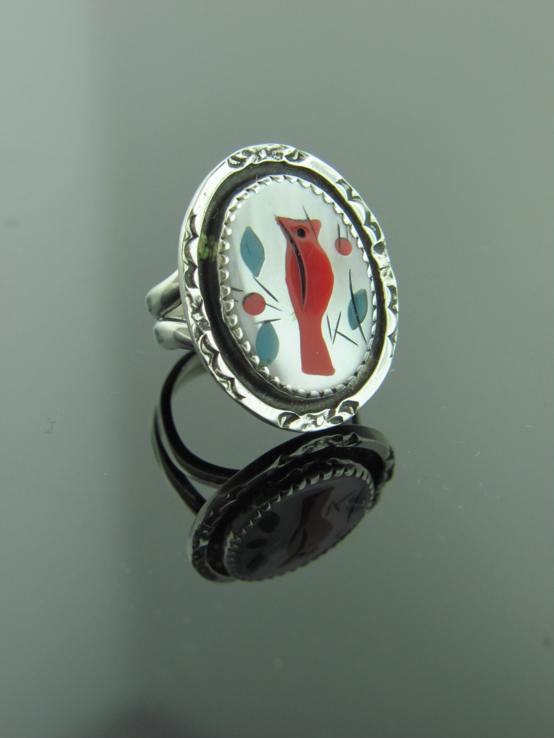 Vintage 1960s Cardinal Sterling Silver Ring