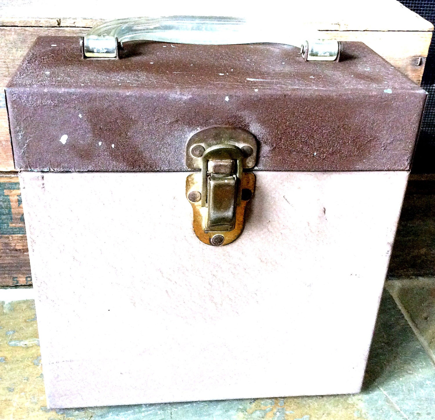 Vintage Antique Estate Vinyl 45 RPM Record Metal Case Box Industrial ...