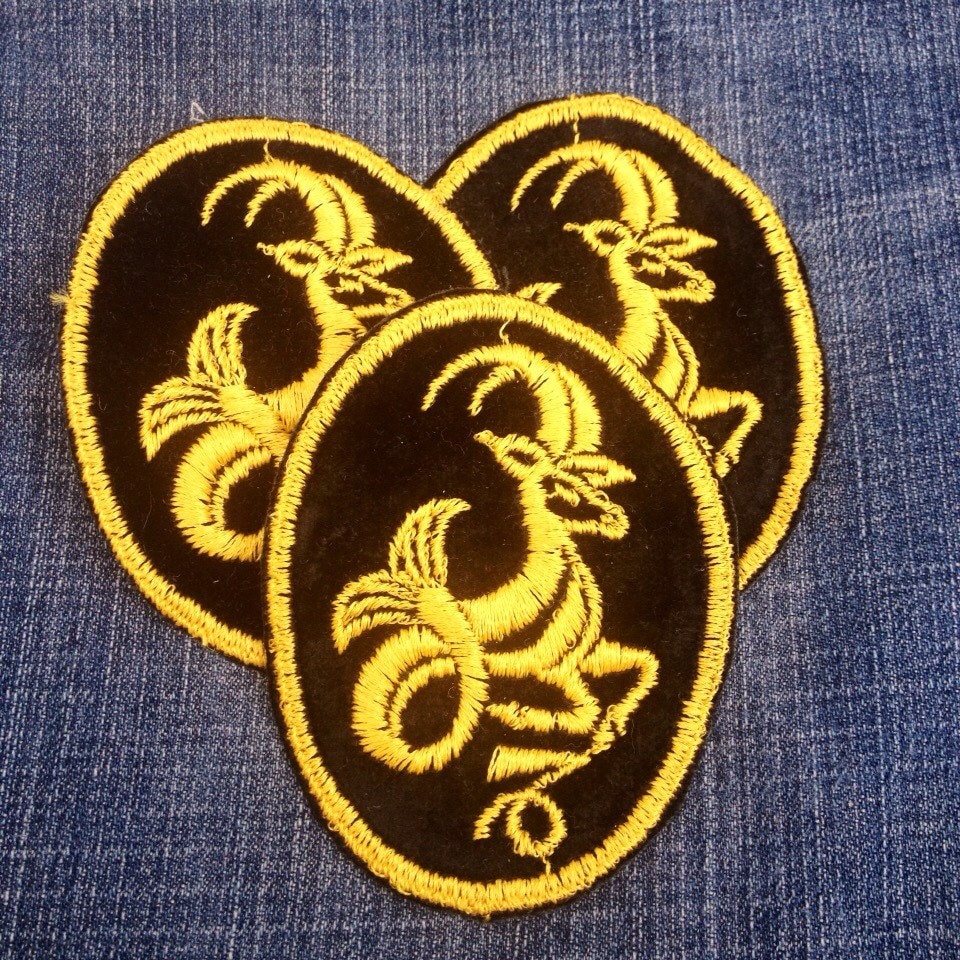 Vintage 70s Embroidered Sew On Capricorn Zodiac Sign Jacket Patches