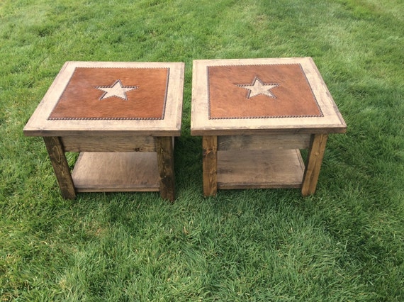 Cowhide end tables / cowhide side tables / cowhide nightstands