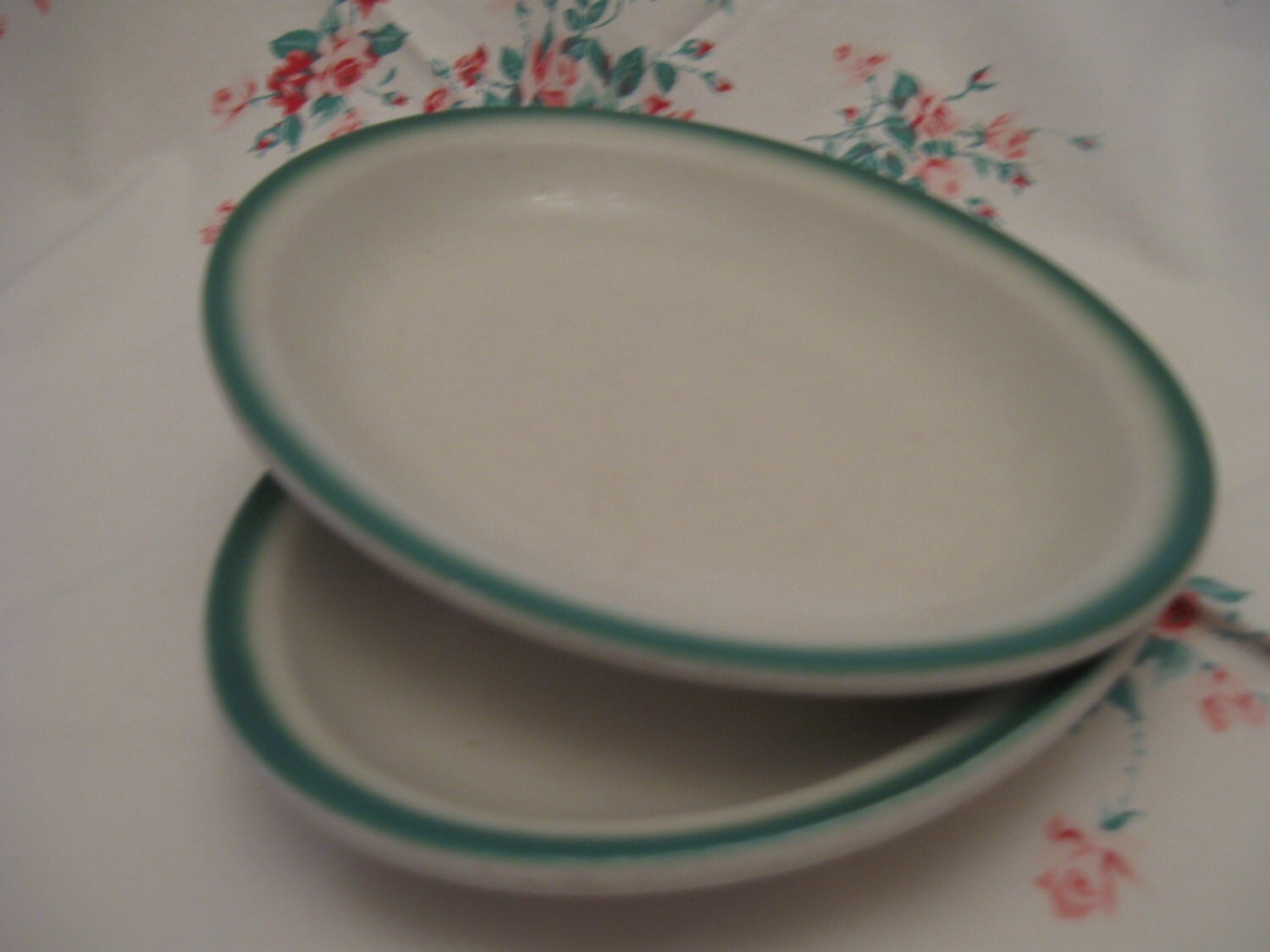 Pair of Vintage Buffalo China Oval Platters With Green Stripe on Edge ...